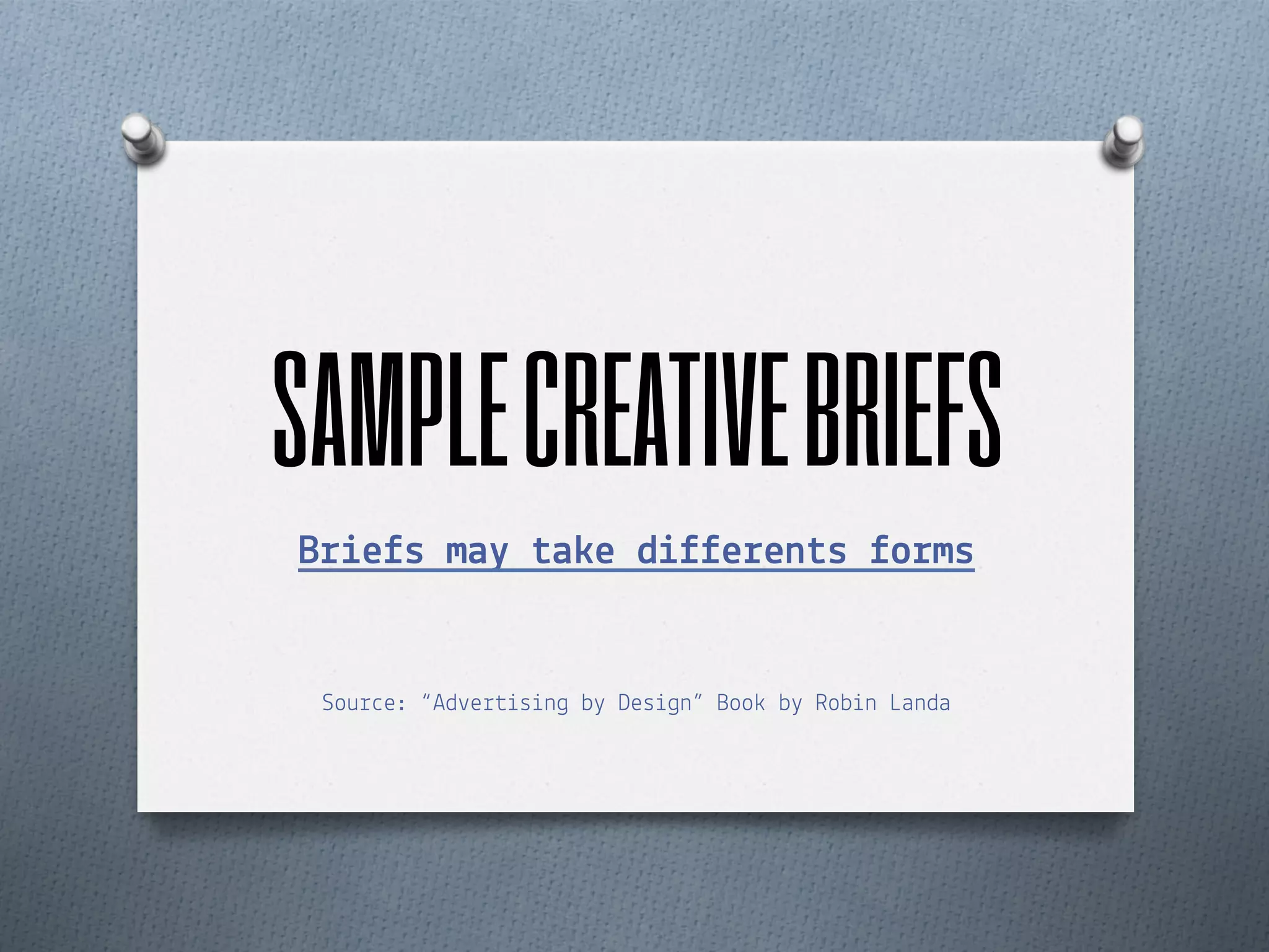 Sample creative briefs | PDF