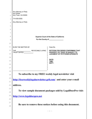 Sample creditor motion to collect judgment from assets of living trust ...