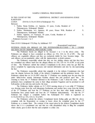 Sample criminal proceedings | DOCX | Crime & Harmful Acts to ...