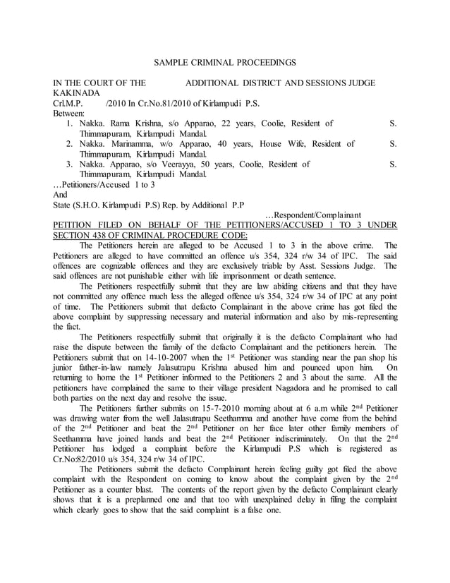 Sample criminal proceedings | DOCX | Crime & Harmful Acts to ...