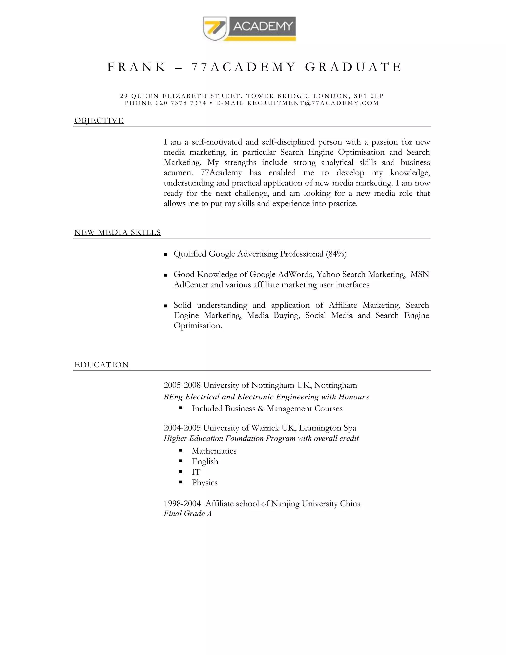 77Academy - Graduate Profiles | PDF