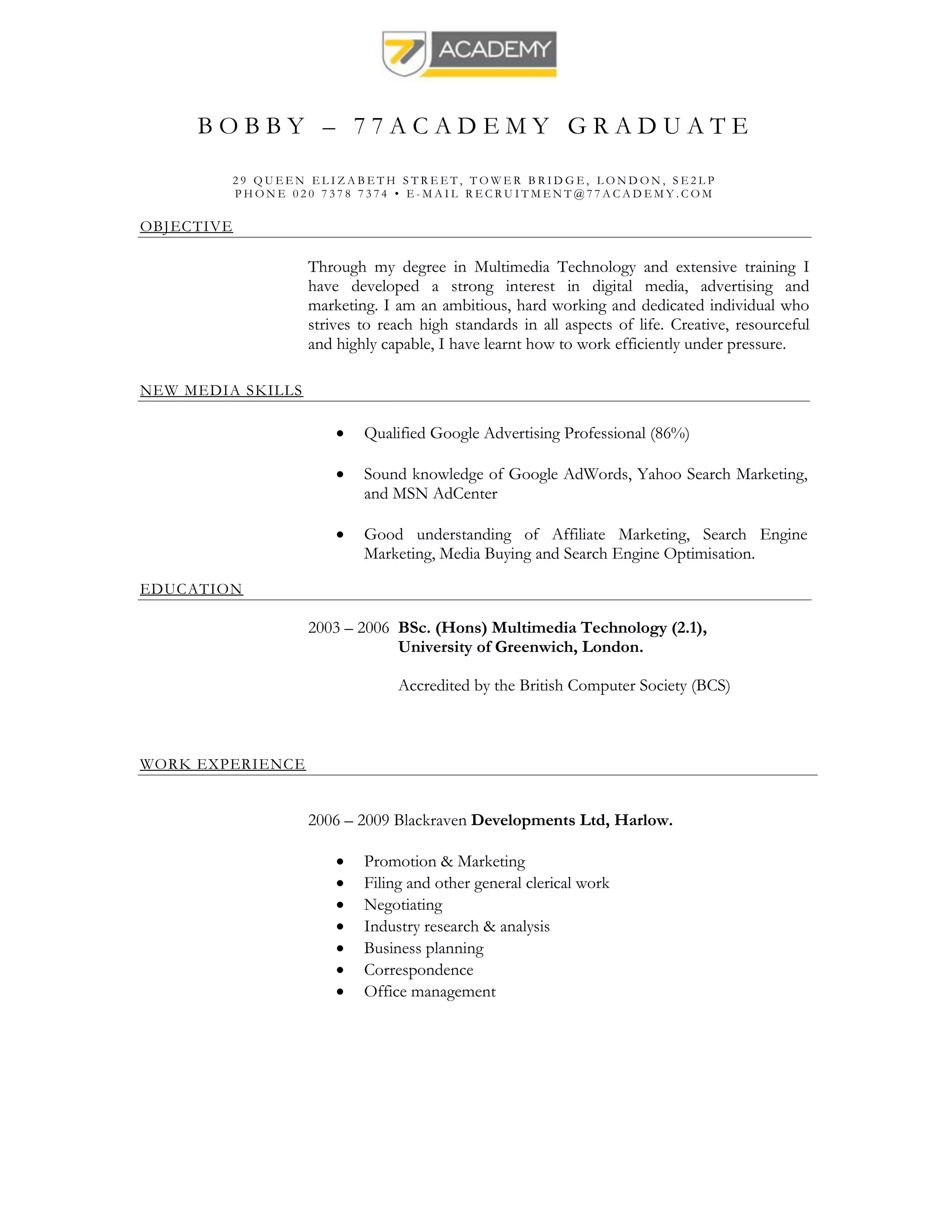 77Academy - Graduate Profiles | PDF