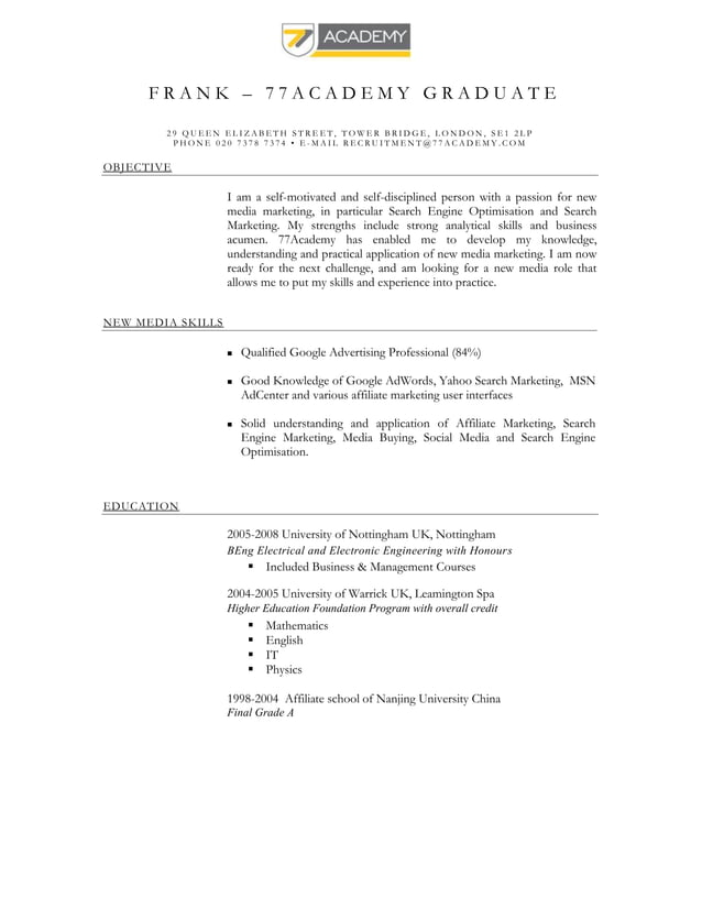 77Academy - Graduate Profiles | PDF