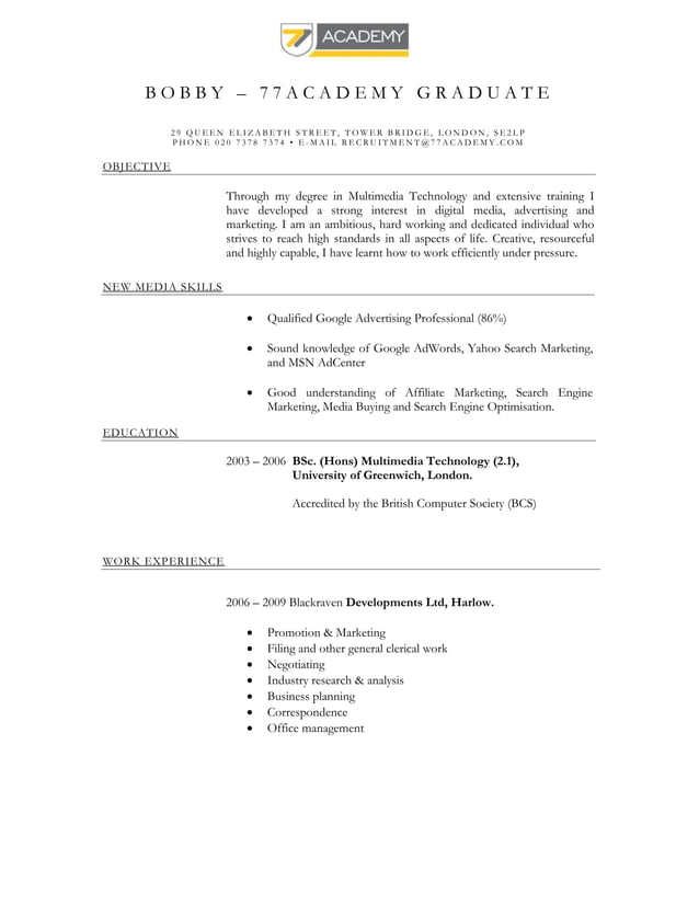 77Academy - Graduate Profiles | PDF