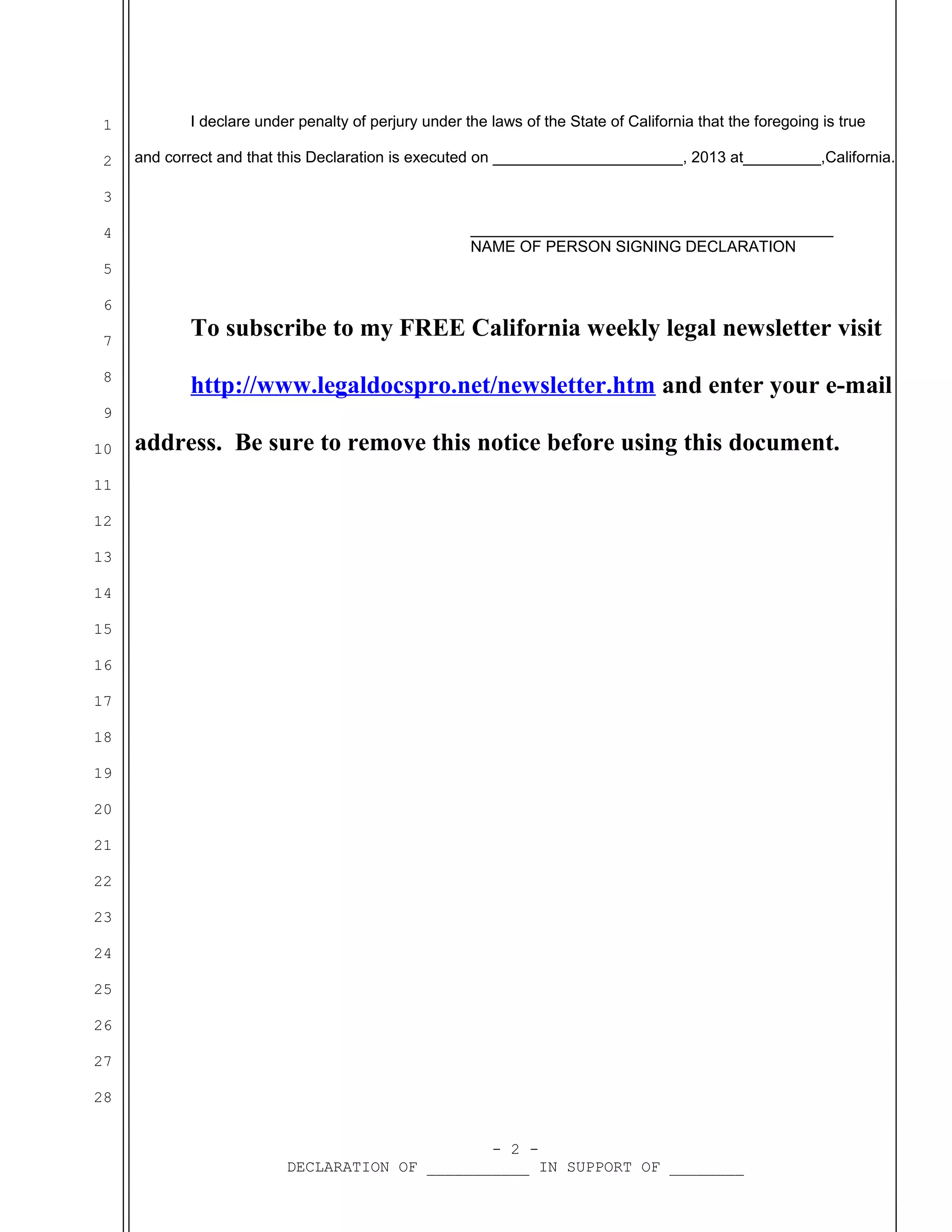 Sample California declaration | DOC