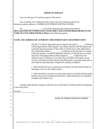 Sample meet and confer declaration for motion for judgment on the ...