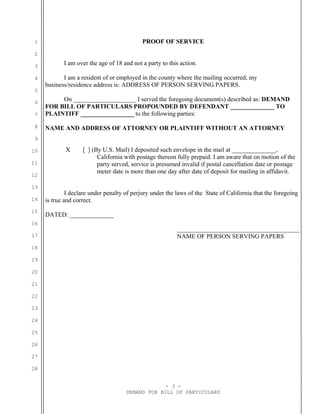 Sample demand for bill of particulars for California | DOC