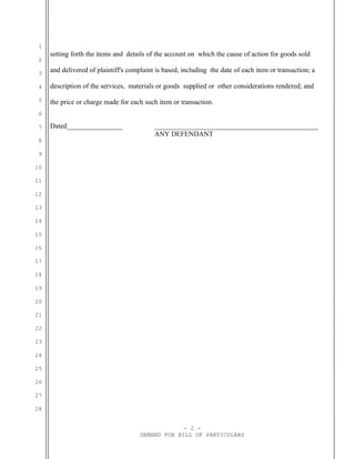 Sample demand for bill of particulars for California | PDF