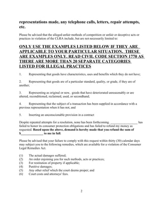 FREE Sample demand letter under consumer legal remedies act for ...