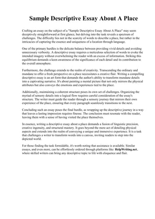 Sample Descriptive Essay About A Place | PDF