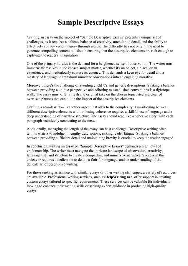 Sample Descriptive Essays.pdf | Free Download