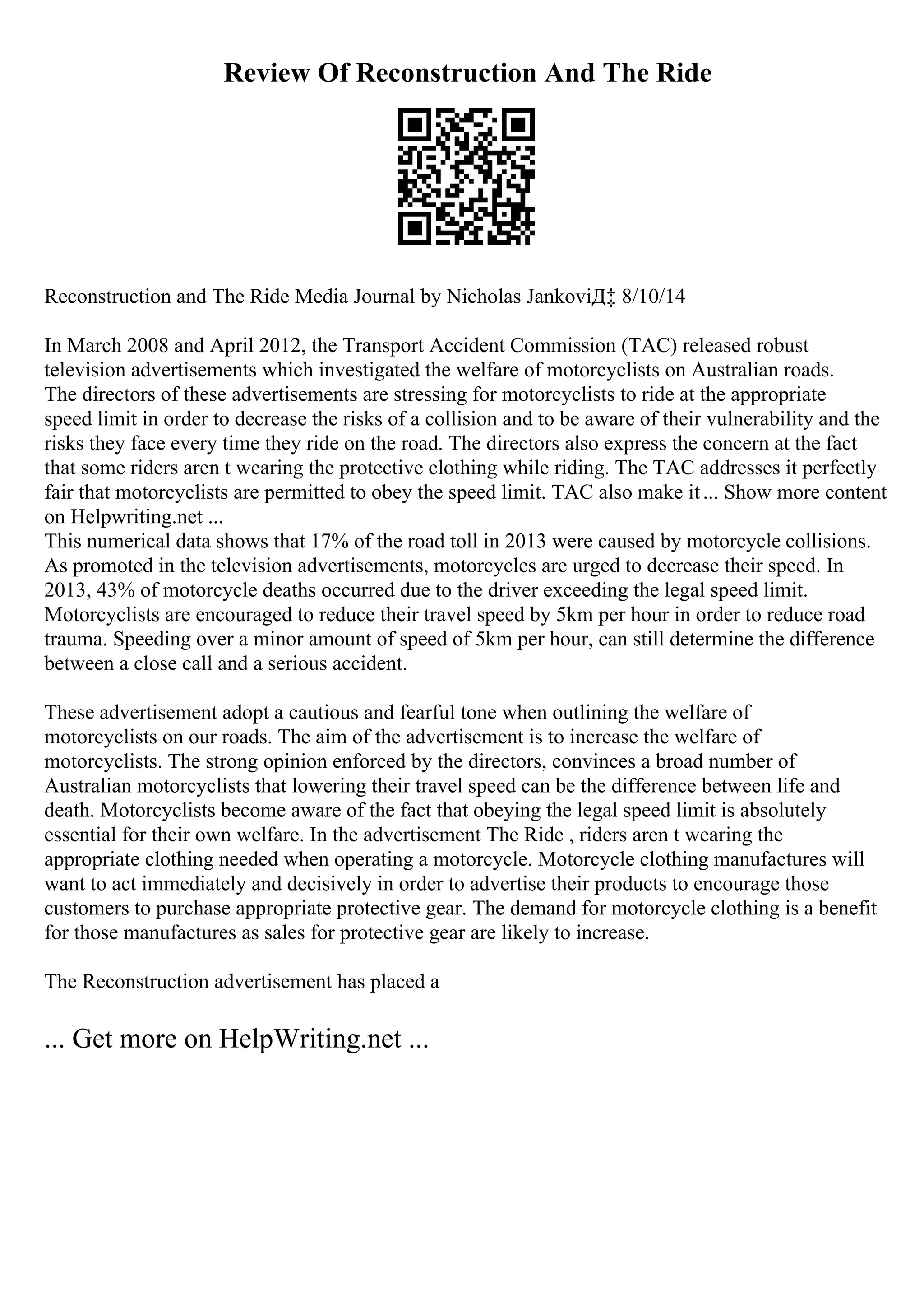 Sample Documentary Essay | PDF