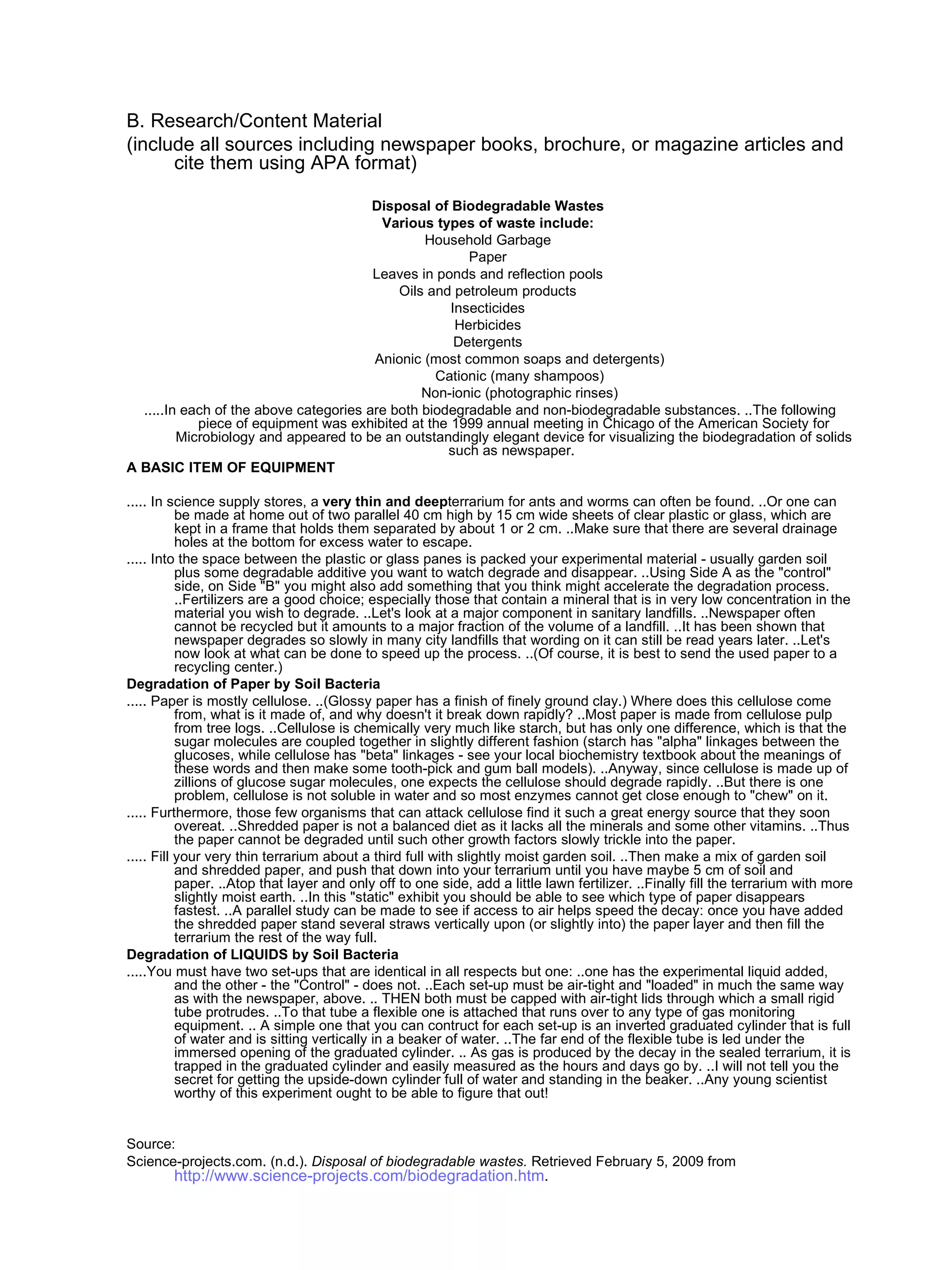 Sample Documentation Report 03.11.09