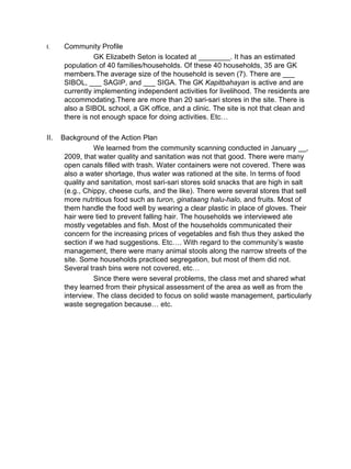 Sample Documentation Report 03.11.09