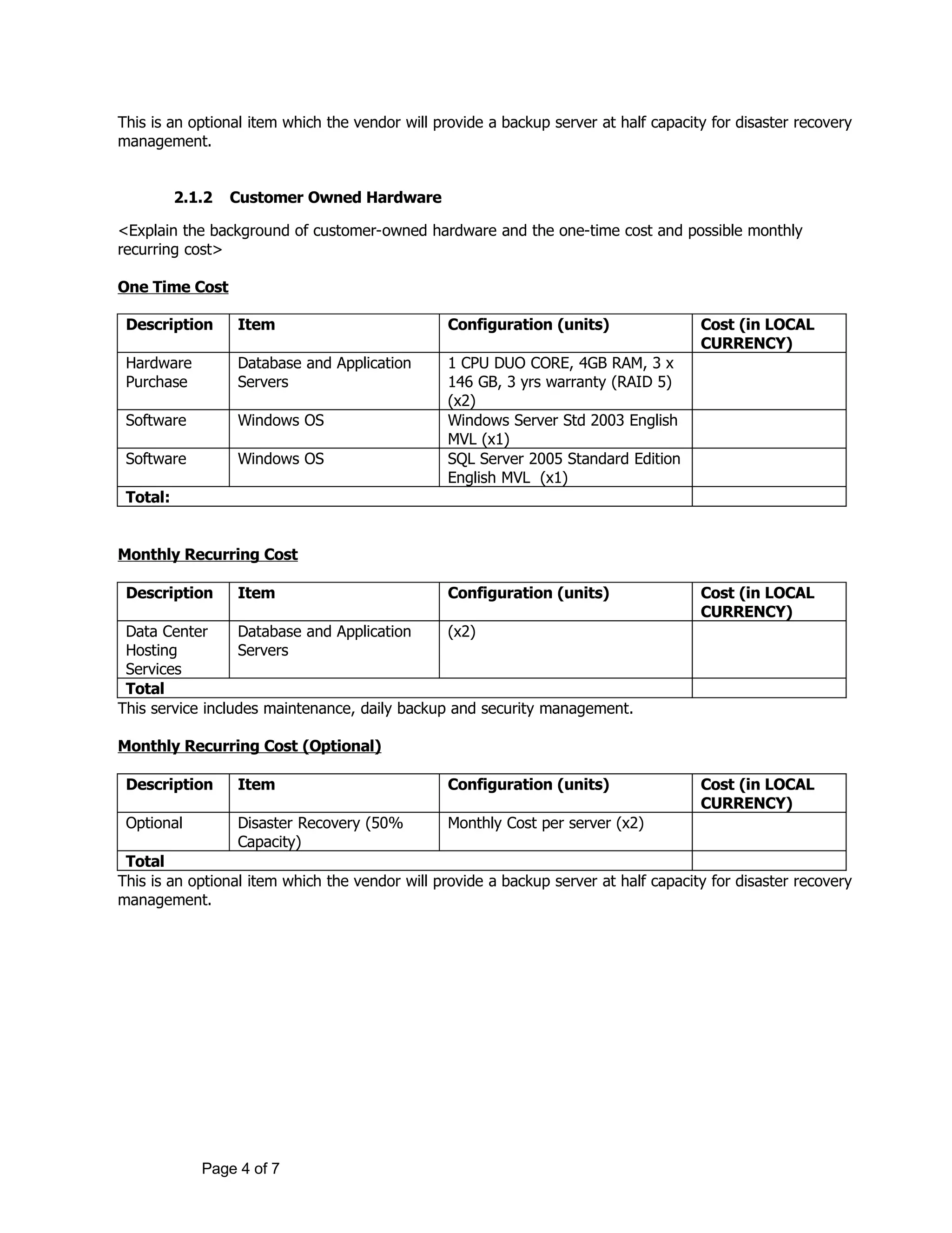 Sample Document On Hardware Software Proposal | DOC