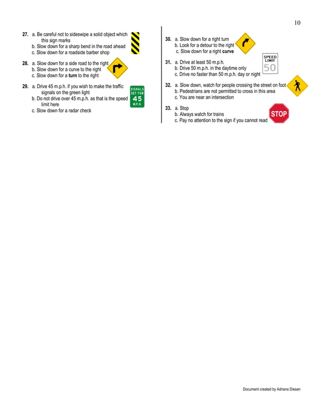 Sample driving test | PDF