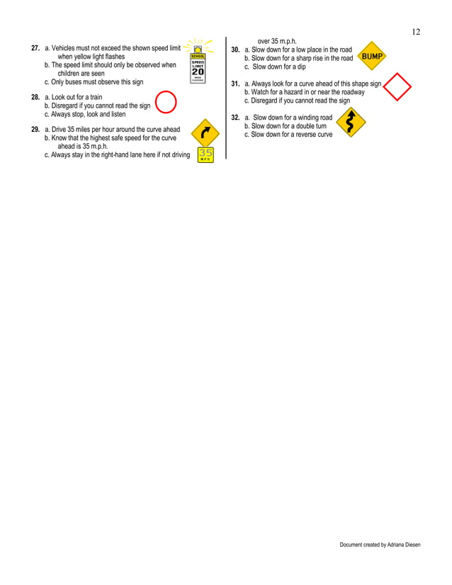 Sample driving test | PDF