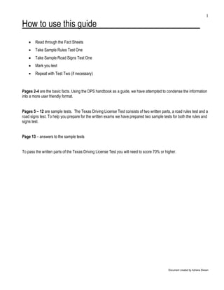 Sample driving test | PDF