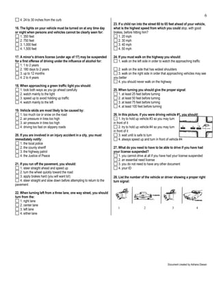 Sample driving test | PDF