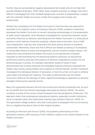 Literature Review: Hidden Curriculum and Student Progression | PDF