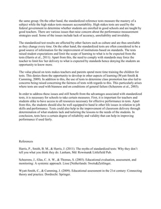 Sample Education Research Paper Summary on Educational Assessment ...