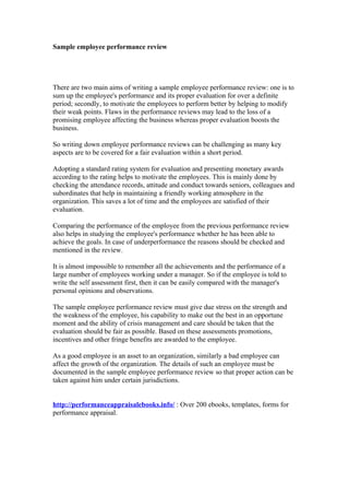 Sample employee performance review | PDF