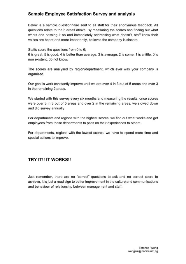 Sample Employee Satisfaction Measurement Tool | PDF | Human Resources ...