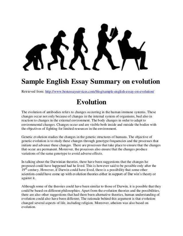 Sample English Essay Summary On Evolution Sample English Essay Summary On Evolution
