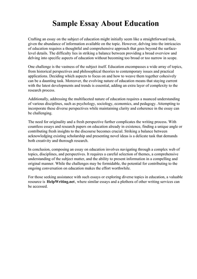 Sample Essay About Education. Western Connecticut State University | PDF