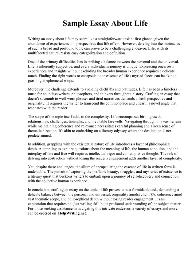 Sample Essay About Life.pdf