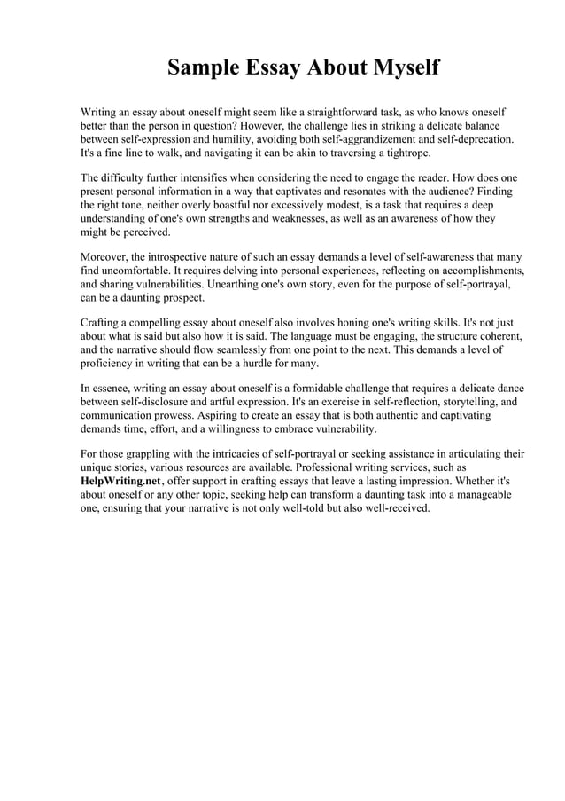 Sample Essay About Myself. Reedley College | PDF