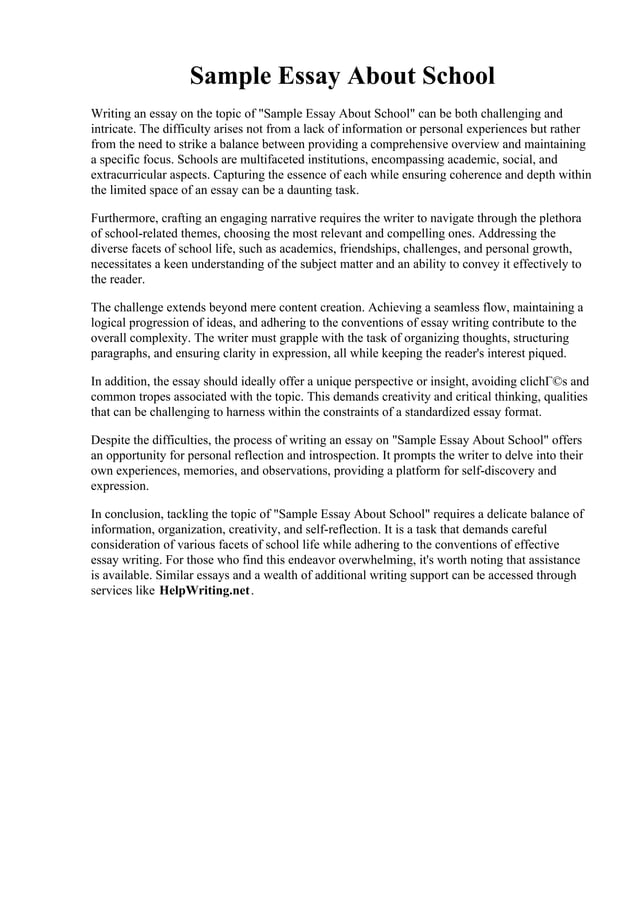 Sample Essay About School | PDF