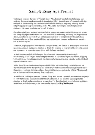 Sample Essay Apa Format.pdf | Educational Assessment | Education