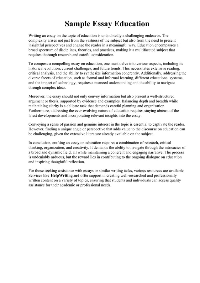 Sample Essay Education | PDF | College Planning | College Education