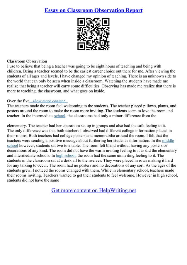 Sample Essay For Elementary Students | PDF