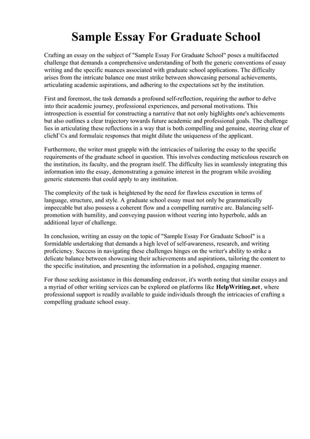Sample Essay For Graduate School | PDF