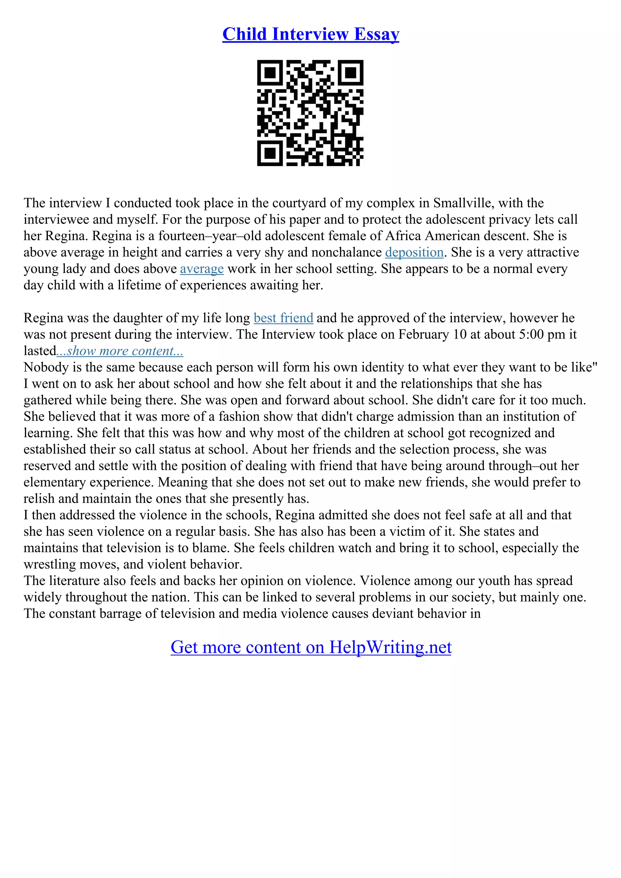 Sample Essay For Kids | PDF