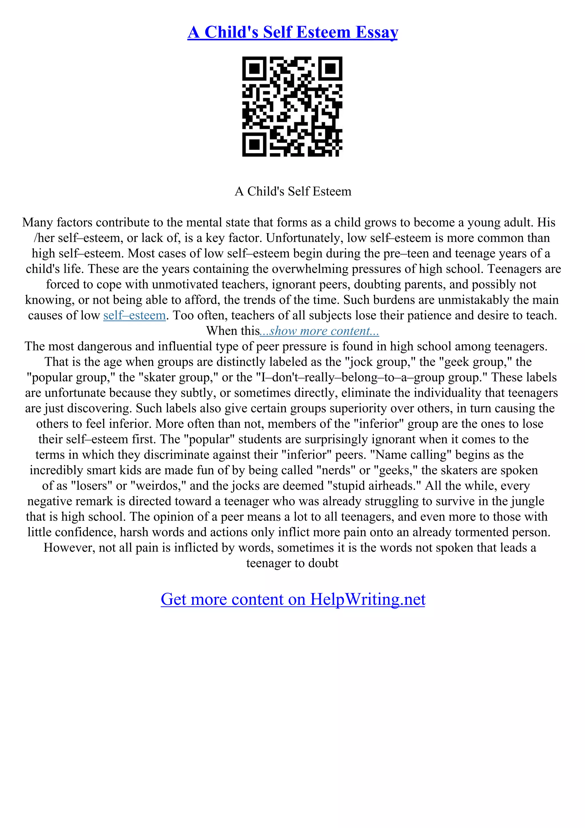 Sample Essay For Kids | PDF