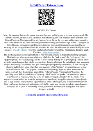 Sample Essay For Kids | PDF