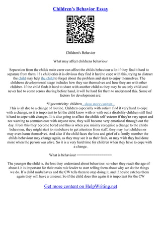 Sample Essay For Kids | PDF