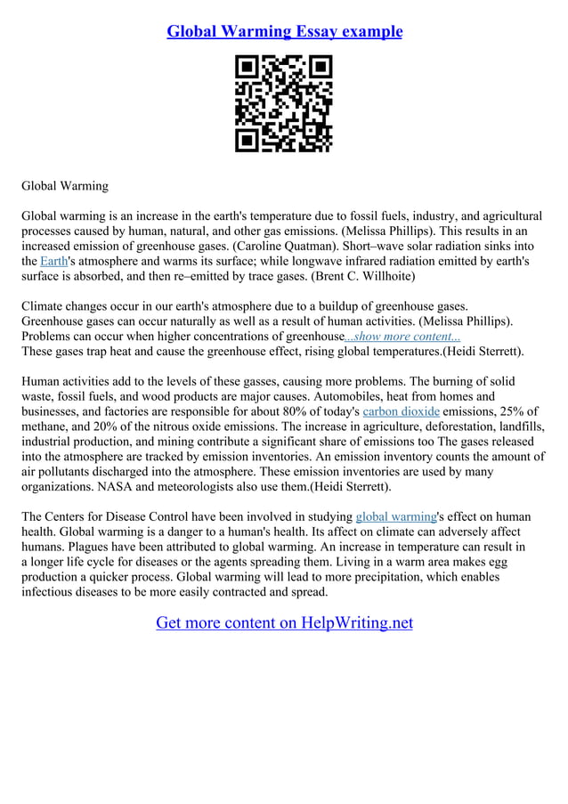 Sample Essay Global Warming | PDF