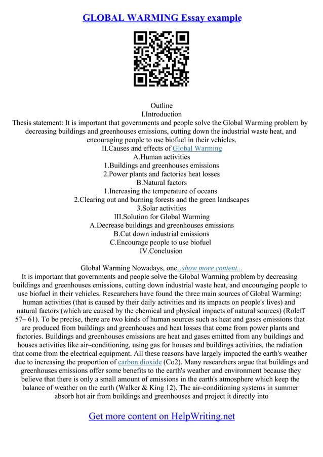 Sample Essay Global Warming | PDF