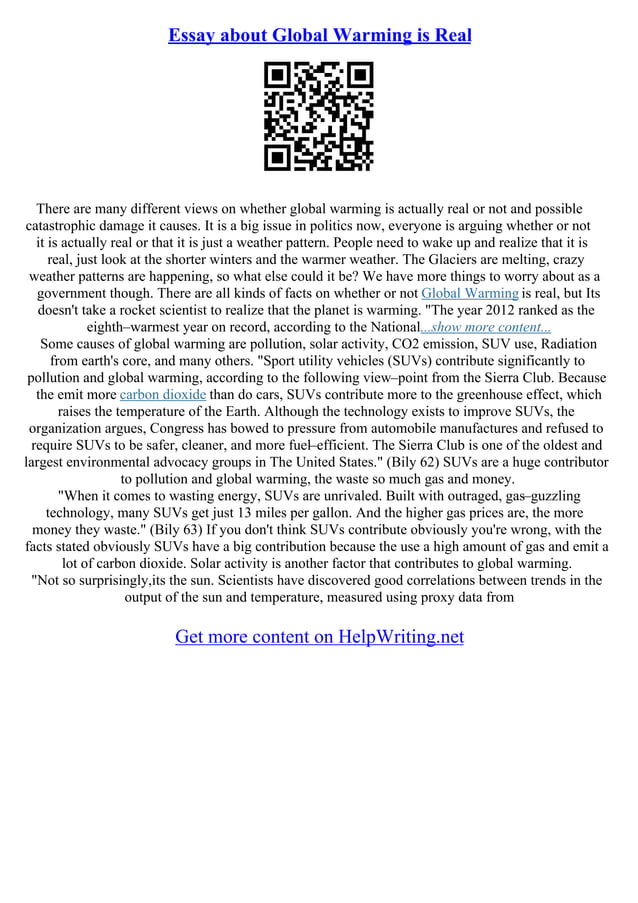 Sample Essay Global Warming | PDF