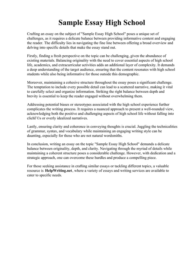 Sample Essay High School. FREE 8 School Essay Samples in MS Word PDF | PDF