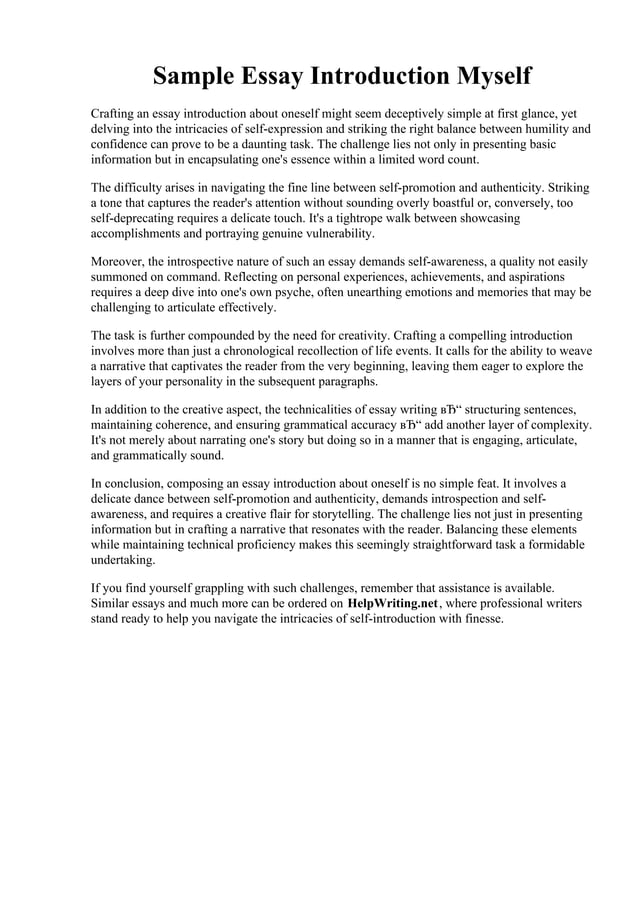 Sample Essay Introduction Myself. Essay Introduction Myself - Do You ...