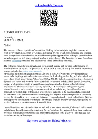 Sample Essay Leadership | PDF