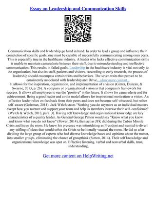 Sample Essay Leadership | PDF