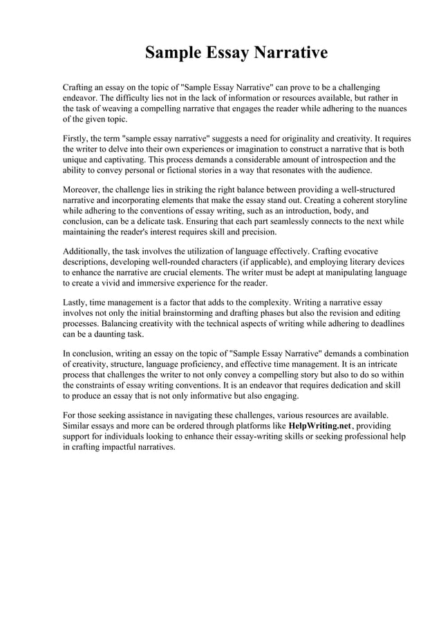 Sample Essay Narrative. Rose-Hulman Institute of Technology | PDF