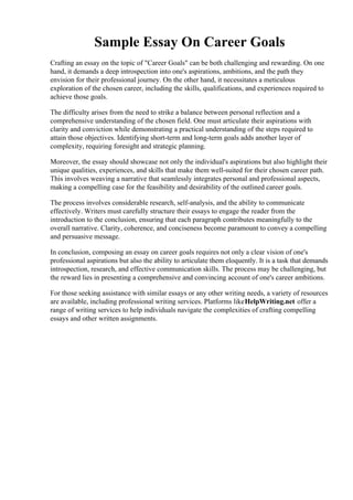 Sample Essay On Career Goals.pdfSample Essay On Career Goals. College ...