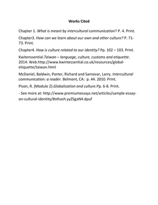 Sample essay on cultural identity | PDF